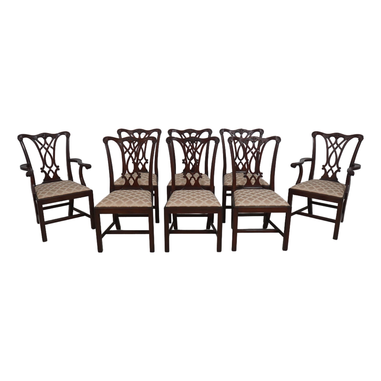 Set of 8 Henkel Harris Mahogany Dining Chairs | Chairish