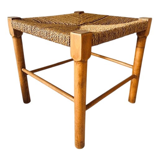 Vintage Danish Wooden Stool with Rope Seat, 1960s | Chairish