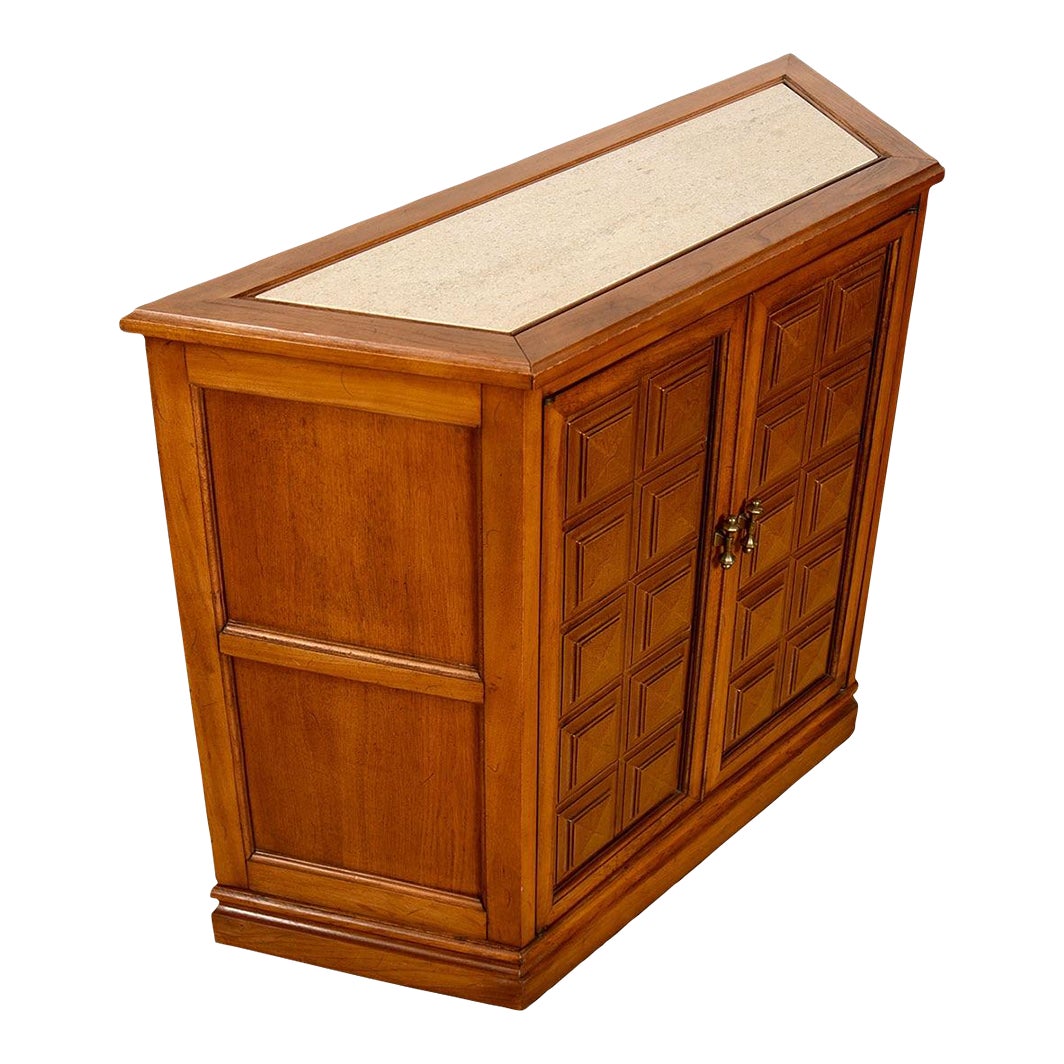 Super-60s Angled Walnut 2-Door Slim Entryway Storage | Bar Cabinet W ...