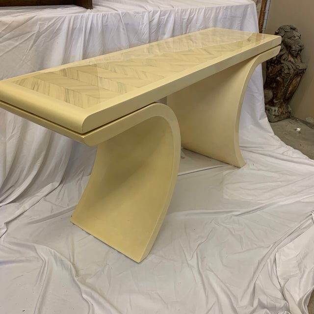 Karl Springer Style Goatskin Lacquer Console | Chairish