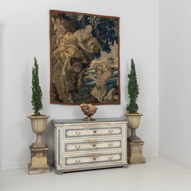 18th Century French Large Painted Commode With Hand-Painted Marbleized ...