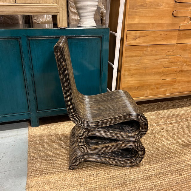 Black Wash Pencil Reed Rattan Snake Style Chair | Chairish