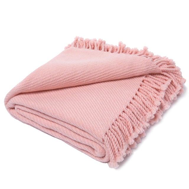 Contemporary Bellani Merino Sofa Throw Blanket, Solid Pink Fringe ...