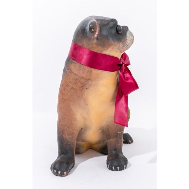 Papier Mache Seated Pug Sculpture | Chairish