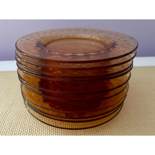 Mid Century Modern Amber Glass Plates - Set of 10 | Chairish