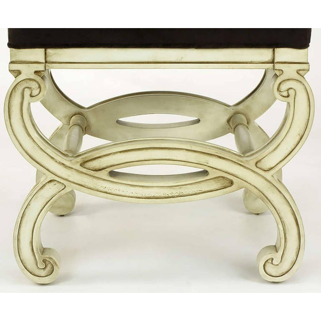 Pair of Regency Style Interlocking Curule Benches in Glazed Ivory ...