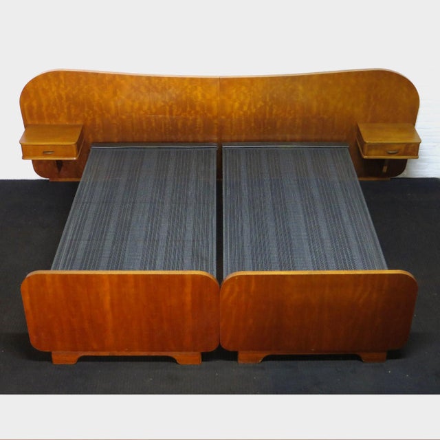 Mid-Century Bed with Nightstands in Teak and Walnut, 1950s | Chairish