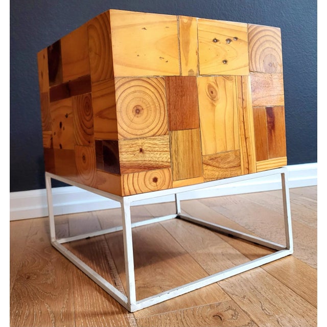 Sustainable Wood Cube Side Table | Chairish