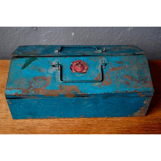 Blue Metal Tool Box, 1950s | Chairish