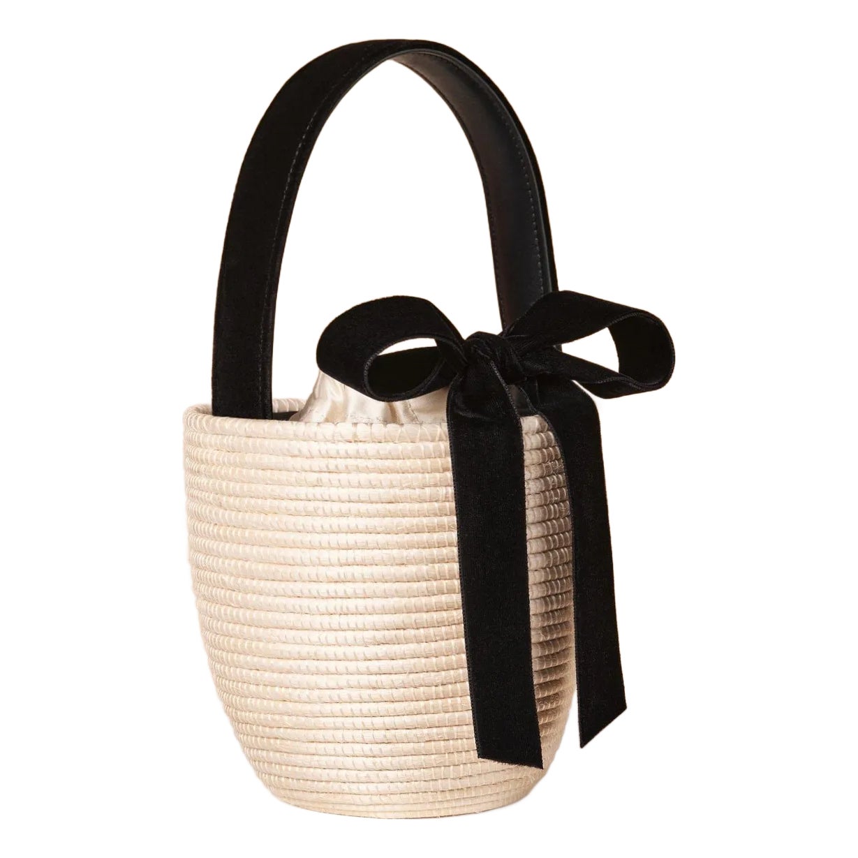 Party Pail with Velvet Bow - Ivory / Black | Chairish