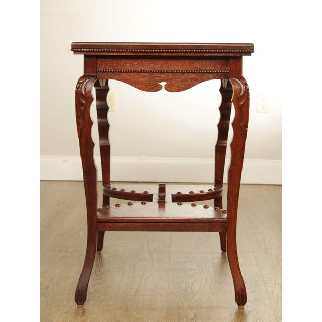 Victorian Carved Oak Music Box Table | Chairish