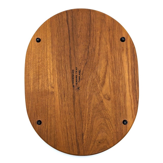 1970s Oval Shaped Teak Wood Carving Board | Chairish