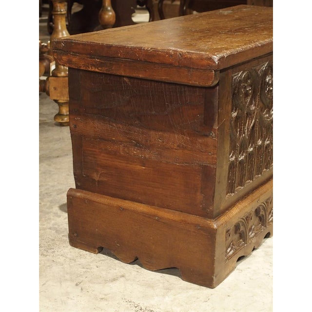 Small 17th Century French Gothic Trunk in Carved Oak | Chairish