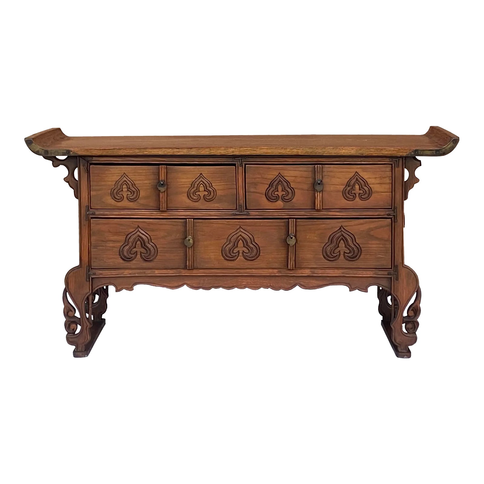 Oriental Asian Point Edge Chest of 3 Drawers Low Table Cabinet | Chairish