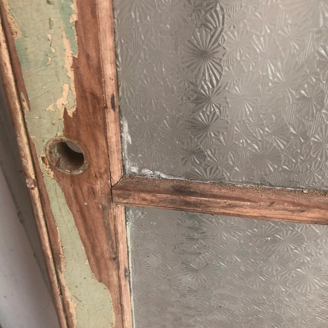 1950s Green Paint Slag Glass Window | Chairish