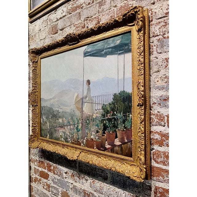 Alfred Robert Hayward -Woman in White With Parasol Looking at the ...