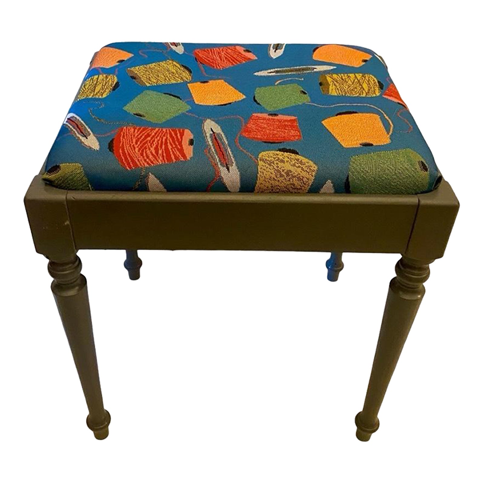 Vintage Singer Sewing Machine Stool Upholstered Seat With Vintage ...