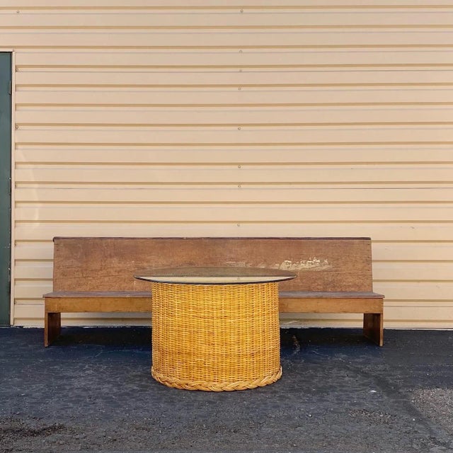 Round Rattan Cocktail Table After Bielecky Brothers | Chairish