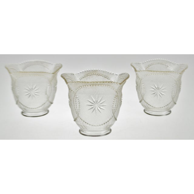Vintage Textured Glass Chandelier Light Shades - Set of 3 | Chairish