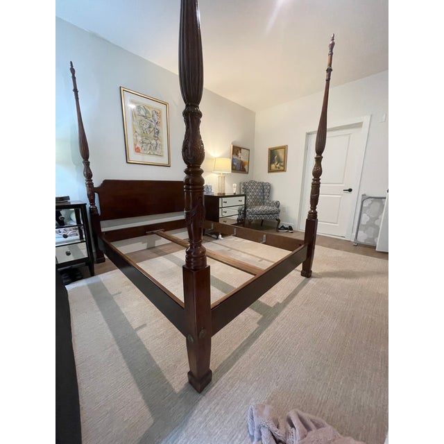 1980s Henredon Georgian Carved Mahogany Queen Size Four Poster Bed ...