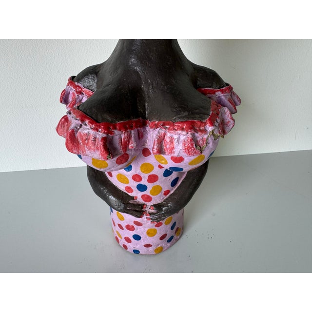 Vintage Art Handmade and Painted Paper Mache African Woman Bust ...