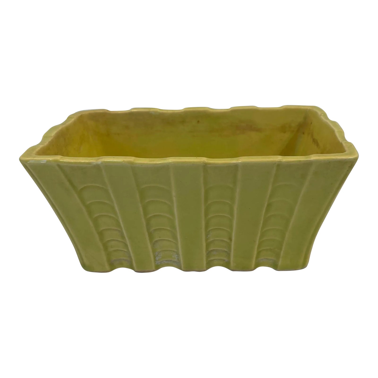 Vintage Yellow Ceramic Planter | Chairish