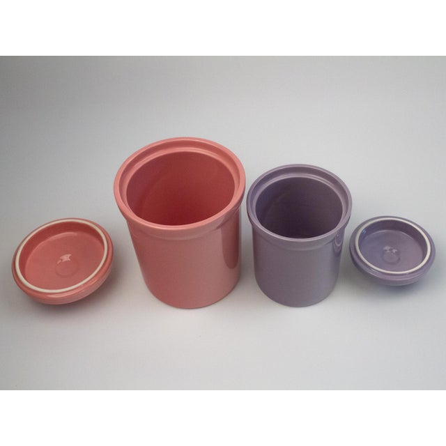 Vintage Pink and Purple Ceramic Storage Kitchen Canisters - a Pair ...