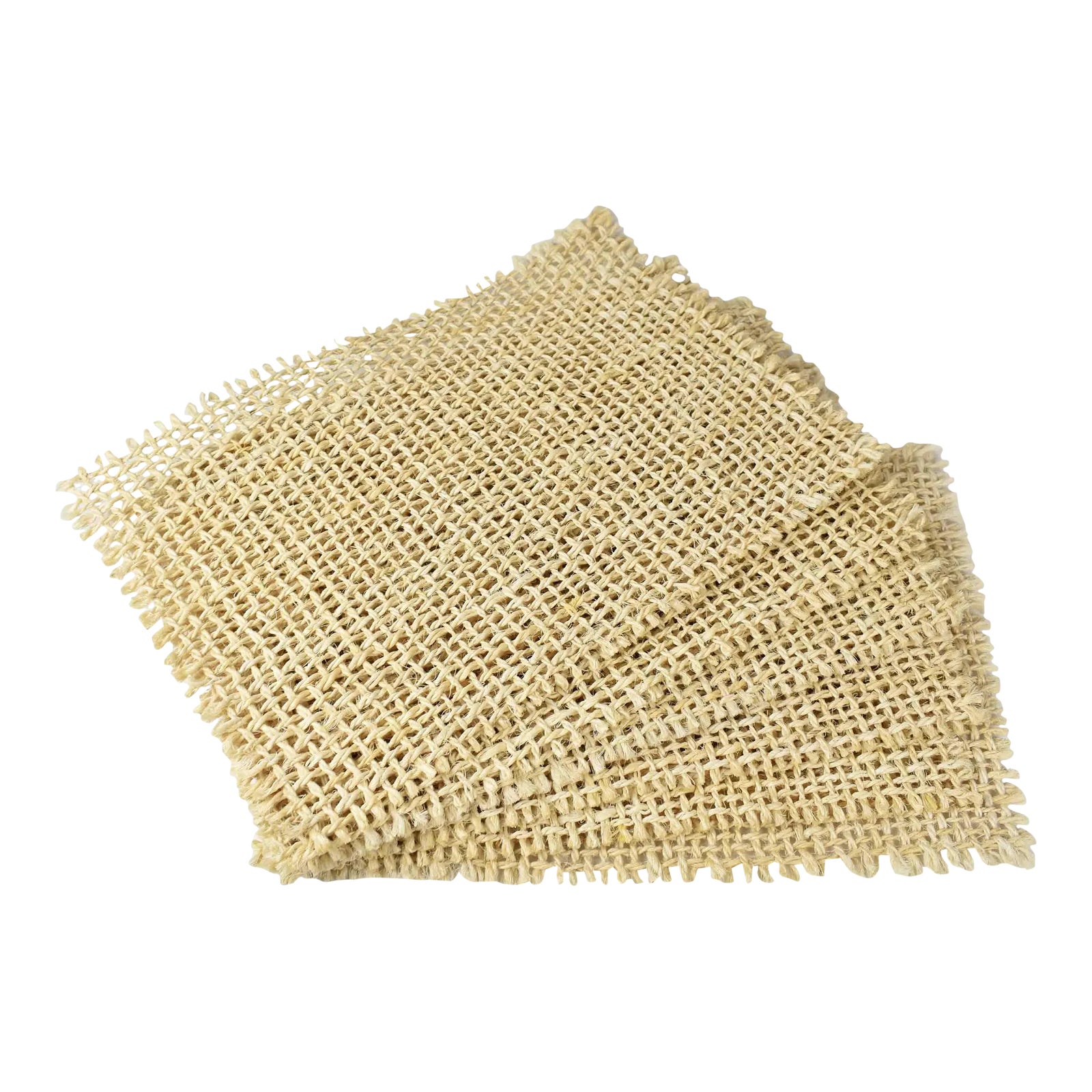 Late 20th Century Hand Woven Fishnet Style Natural Fiber Placemats ...