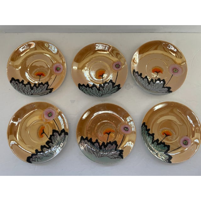 Vintage Japanese Lusterware Tea Set Hand Painted Floral 30 Pieces ...