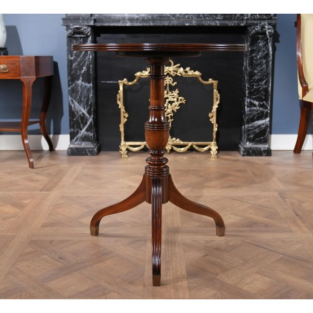 Round Mahogany Table With Reeded Edge | Chairish