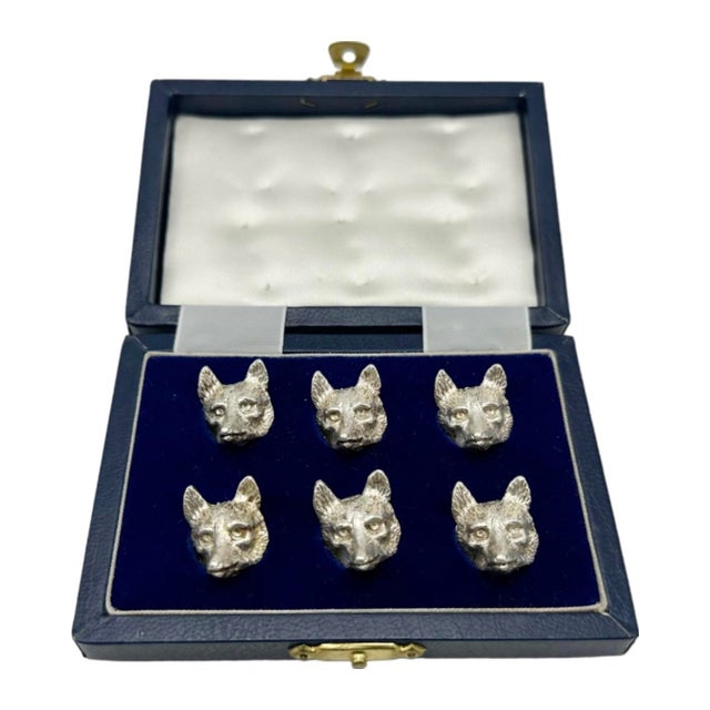 Mid 20th Century Asprey London Sterling Silver Fox Head Place Card ...