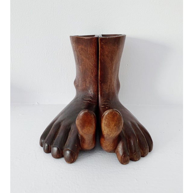 1960s Vintage Hand Carved Wooden Feet Sculpture - 2 Pieces | Chairish