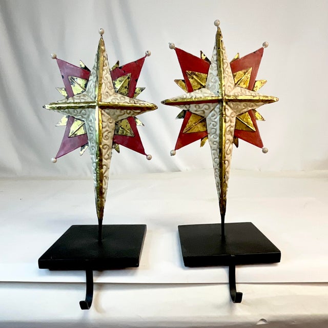 1950s Vintage Italian Tole Christmas Star Stocking Hangars - a Pair. | Chairish