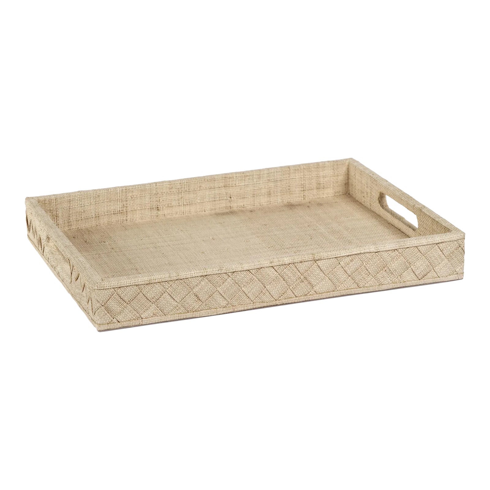 Lazarev Woven Raffia Serving Tray, Small | Chairish