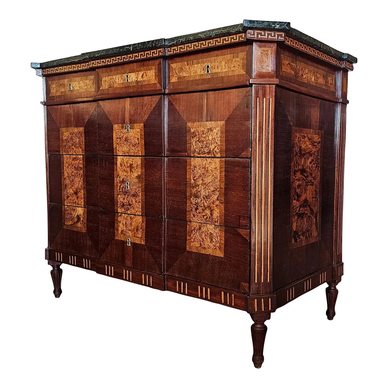18th C. Spanish Neo-Classical Breakfront Mahogany Marquetry Antique ...