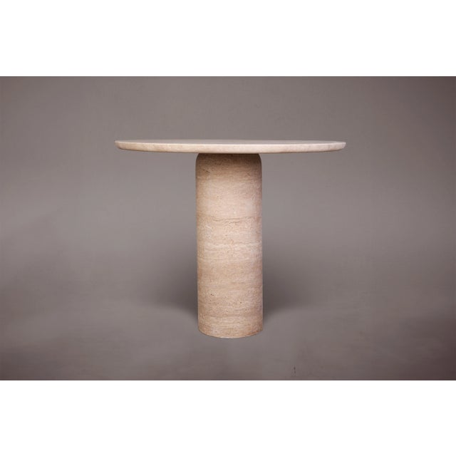 Bullet Leg Travertine Round Dining Table | Chairish