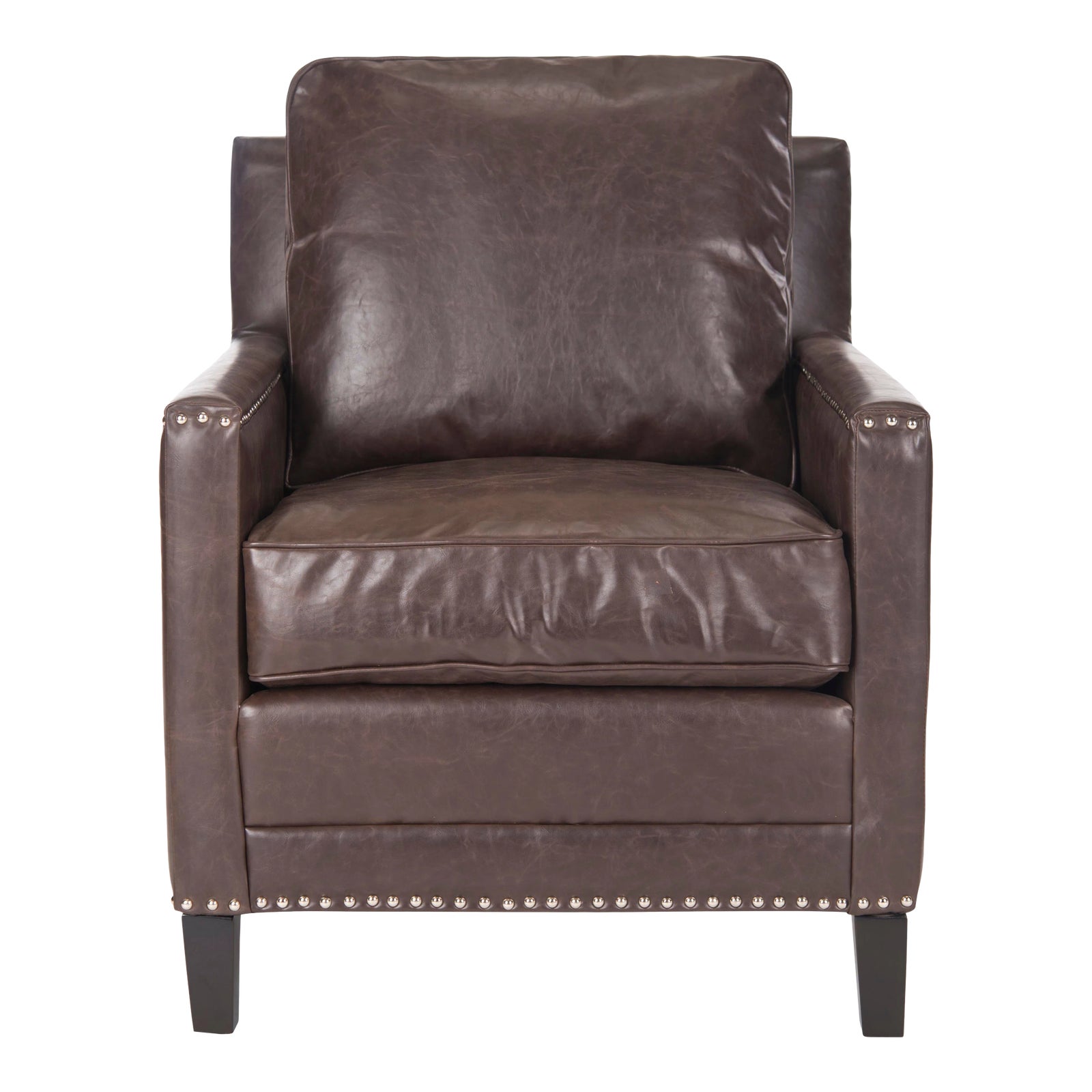 Gray Club Chair With Silver Nailheads in Antique Brown & Espresso ...