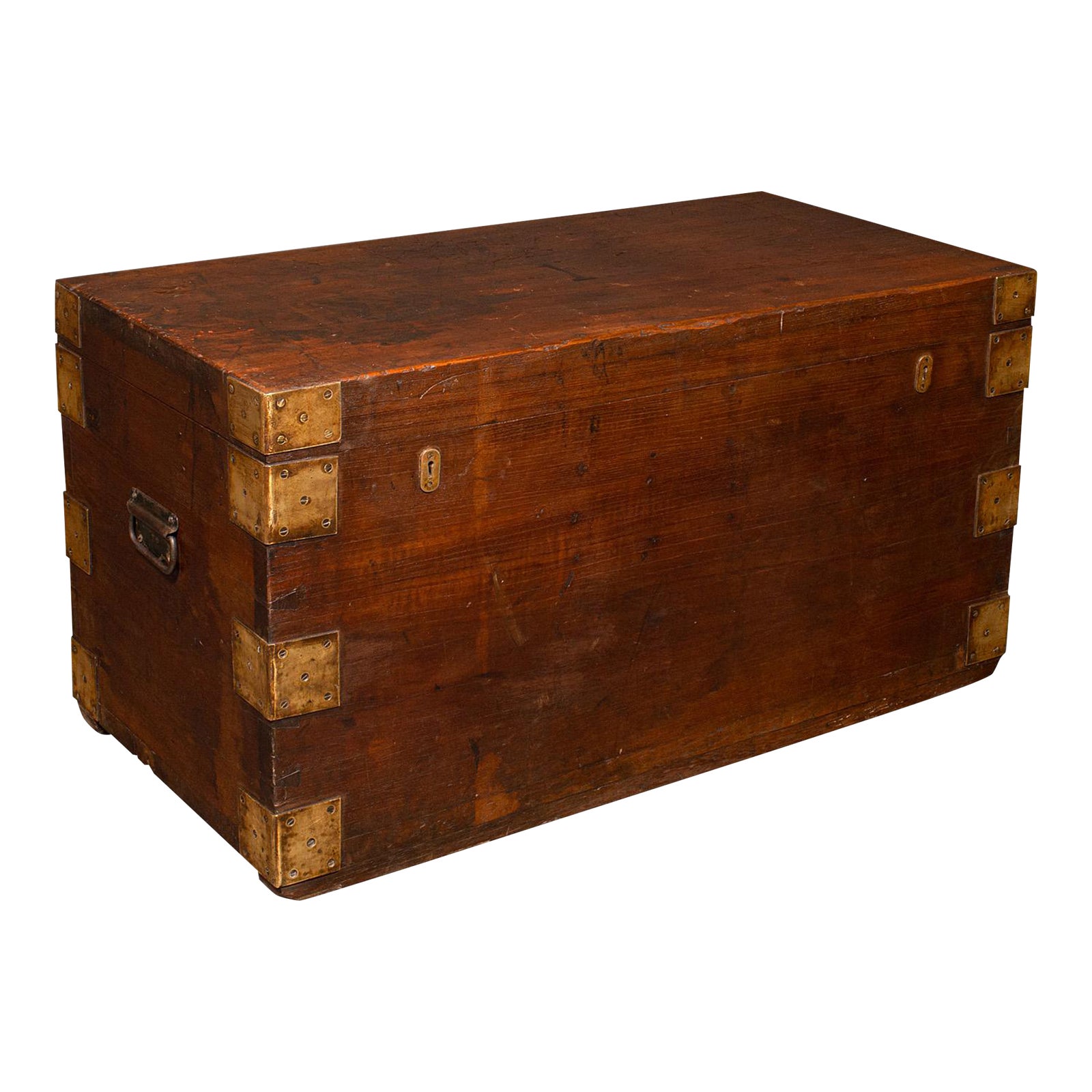 1940's Vintage Campaign Silver Chest | Chairish