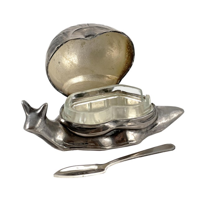 Vintage 1960s French Silver-Plated Snail Butter Dish With Glass Insert ...