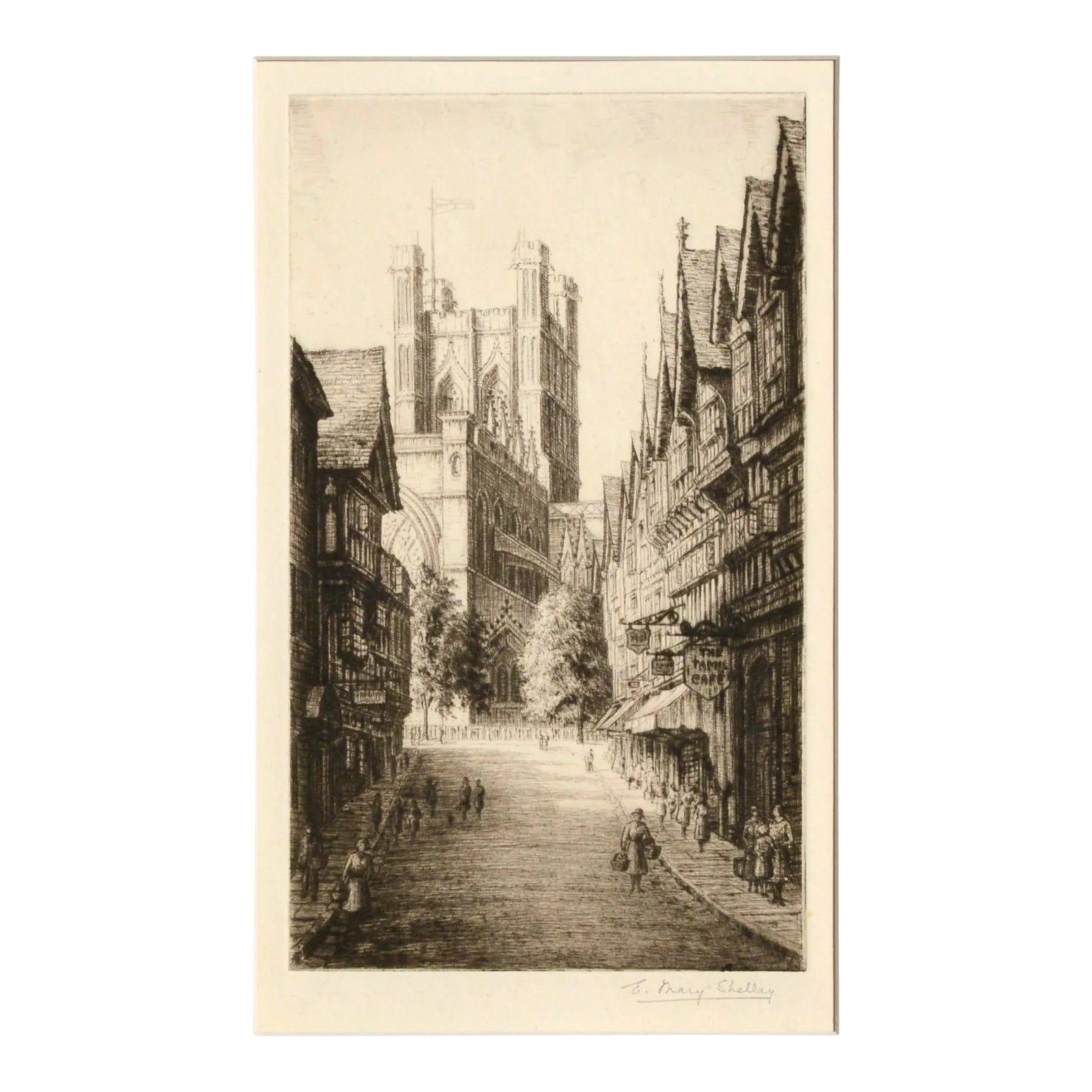 Early 20th Century British Street Scene - 1920s Figurative Landscape ...