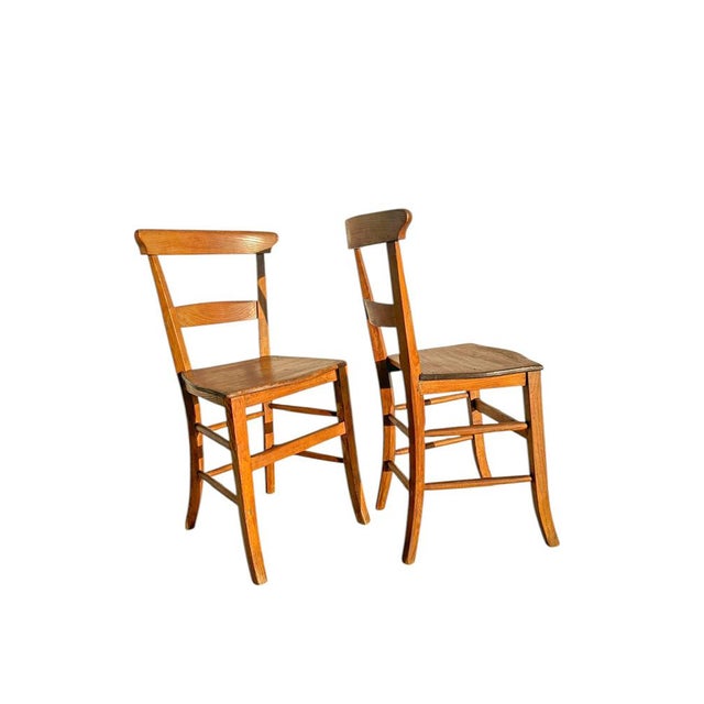 Early 20th Century Elm Wood Dining Chairs, 1890s, Set of 2 | Chairish