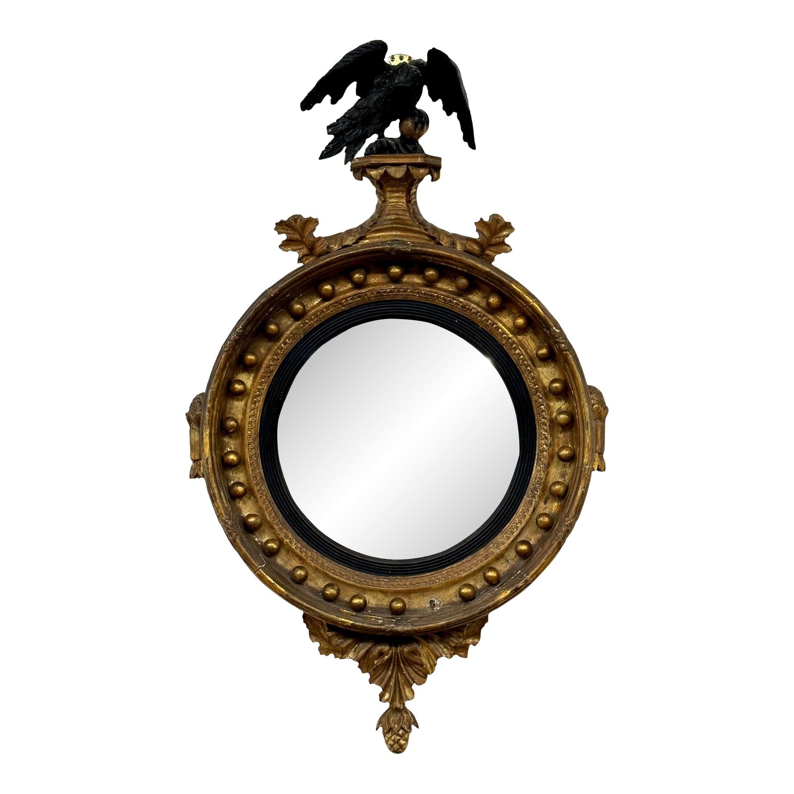 Antique Federal Style Gilt Gold Convex Wall / Console / Pier Mirror ...