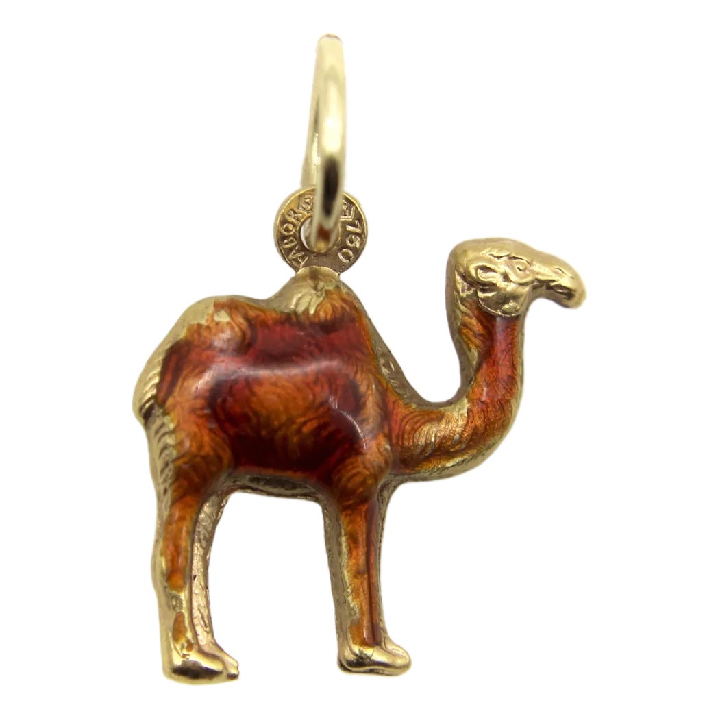 1980s Vintage 18k Gold Joe Cool Camel Enamel Charm | Chairish