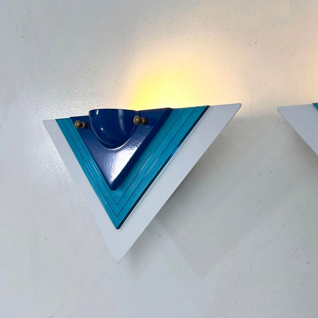 Postmodern Blue Wall Lamps, 1980s, Set of 2 | Chairish