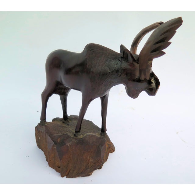 Hand Carved Adult Moose | Chairish