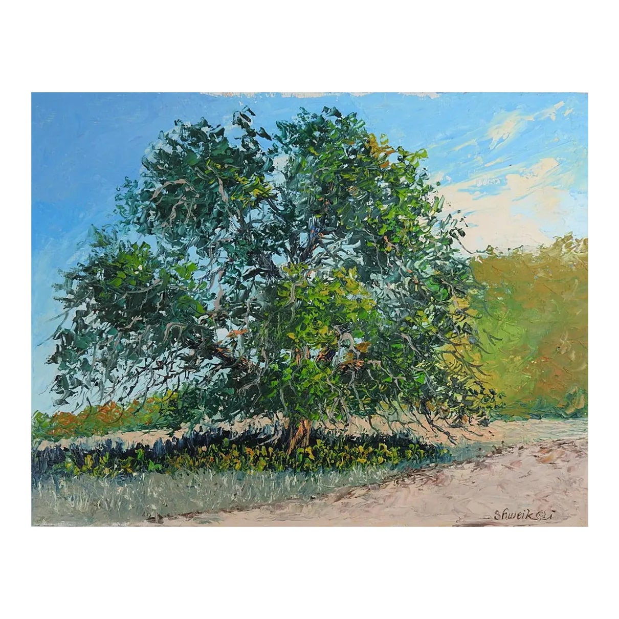 Late 20th Century Impressionist Oak Tree Landscape Painting | Chairish