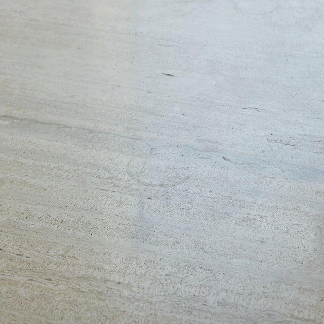 Square Travertine Coffee Table on Castors in the Style of Milo Baughman ...