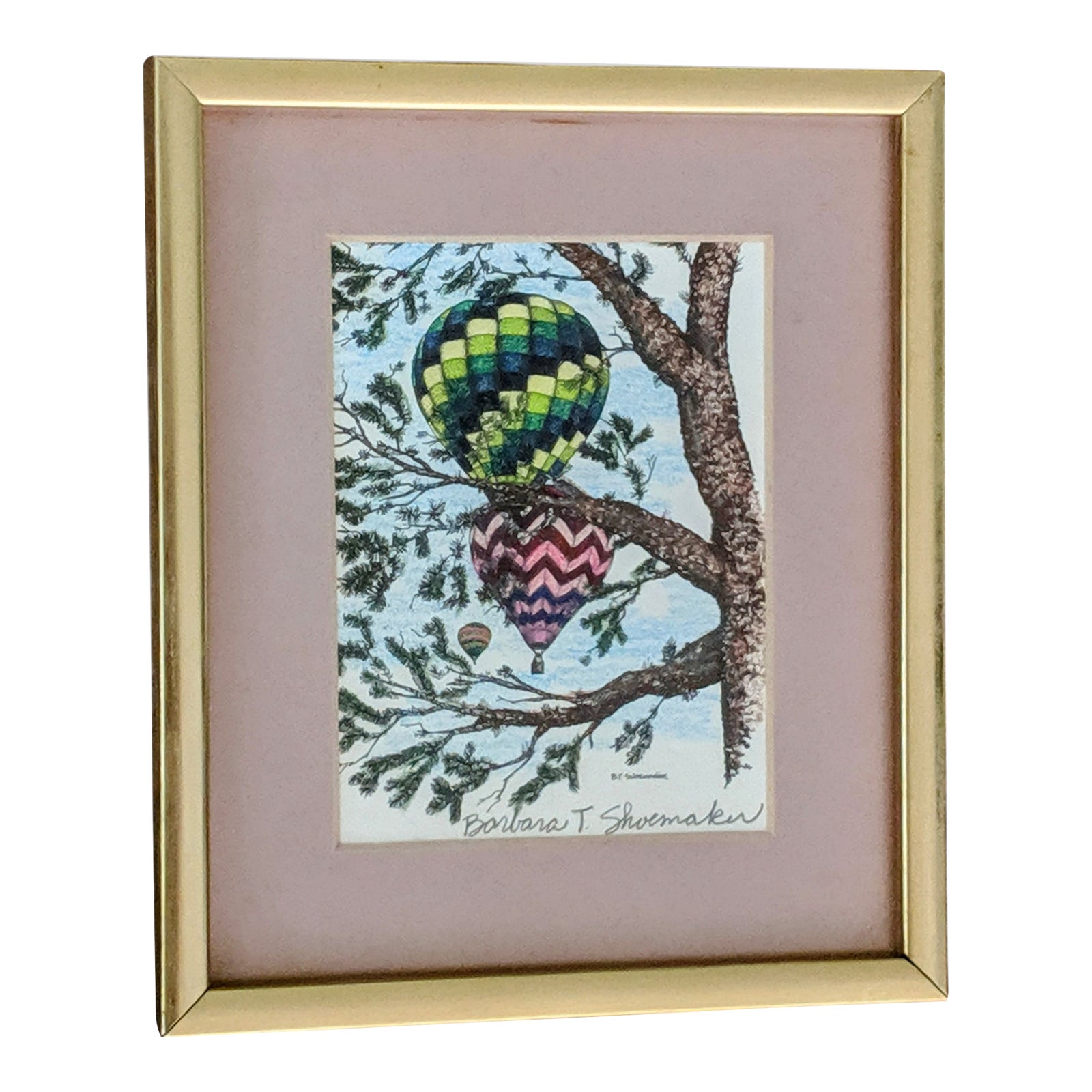Vintage Hot Air Balloons Lithograph Pencil Signed by Barbara Shoemaker ...