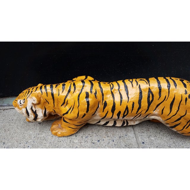 1960s Figurative Plaster Stalking Tiger Figurine | Chairish