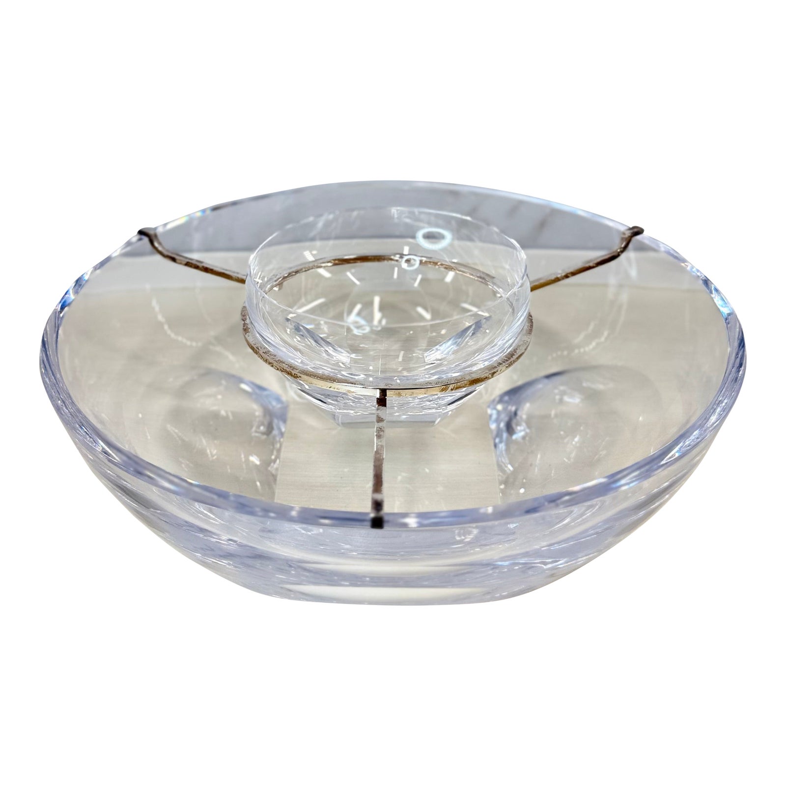 Asprey London Crystal & Sterling Silver Caviar Server Set W/ Box | Chairish